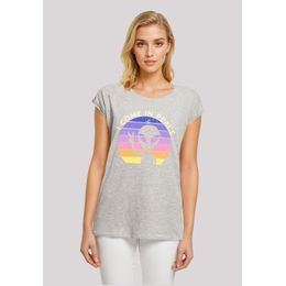 T-Shirt F4NT4STIC "Alien Peace Sunset", Damen, Gr. 4XL, grau (erdgrau), Obermaterial: 100% Baumwolle, regular fit, Rundhals, ohne B&uuml;ndchen, Shirts T-Shirt, Premium Qualit&auml;t