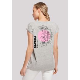 T-Shirt F4NT4STIC "Sakura Japan Grafik", Damen, Gr. S, grau (erdgrau), Obermaterial: 100% Baumwolle, regular fit, Rundhals, ohne B&uuml;ndchen, Shirts T-Shirt, Print