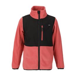 Fleecejacke ZIGZAG "Carson", Jungen, Gr. 110, rot (rot, schwarz), 100% Polyester, mehrfarbig, normal, hoch geschlossener Ausschnitt, Jacken Fleecejacke, mit Stretch-Funktion