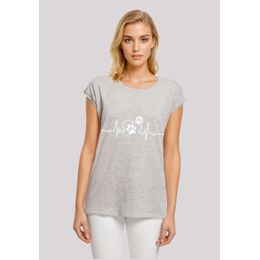 T-Shirt F4NT4STIC "Herzschlag Hunde Liebe", Damen, Gr. XS, grau (erdgrau), Obermaterial: 100% Baumwolle, regular fit, Rundhals, ohne Bündchen, Shirts, Premium Qualität