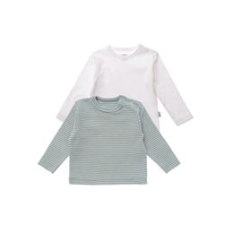 Langarmshirt Liliput, M&auml;dchen, Gr. 86/92, gr&uuml;n (wei&szlig;, gr&uuml;n), 95% Baumwolle, 5% Polyester, gestreift, normal, Rundhals, Shirts Langarmshirt, mit praktischen Druckkn&ouml;pfen im 2er-Pack