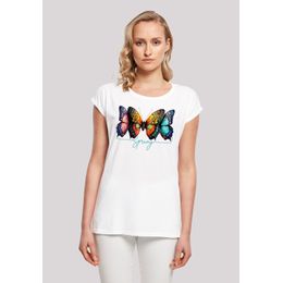 T-Shirt F4NT4STIC "Schmetterling Illusion", Damen, Gr. 4XL, wei&szlig;, Obermaterial: 100% Baumwolle, regular fit, Rundhals, ohne B&uuml;ndchen, Shirts T-Shirt, Print