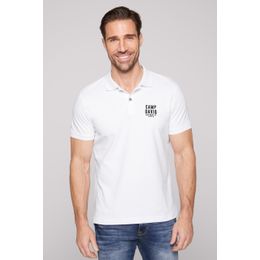 Poloshirt CAMP DAVID, Herren, Gr. XL, wei&szlig;, Material: 95% Baumwolle, 5% Elasthan, bedruckt, bestickt, regular fit normal, eingesetzt Rippb&uuml;ndchen, Shirts, mit Elasthan-Anteil