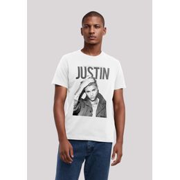T-Shirt F4NT4STIC "Justin Bieber", Herren, Gr. M, wei&szlig;, Obermaterial: 100% Baumwolle, regular fit, Rundhals, ohne B&uuml;ndchen, Shirts T-Shirt, Streetwear Fashion