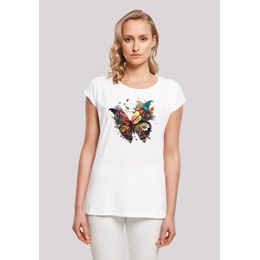 T-Shirt F4NT4STIC "Schmetterling Bunt", Damen, Gr. 4XL, wei&szlig;, Obermaterial: 100% Baumwolle, regular fit, Rundhals, ohne B&uuml;ndchen, Shirts T-Shirt, Print