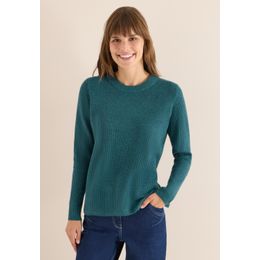 Strickpullover Cecil, Damen, Gr. L (42), schwarz sea gr&uuml;n melange, Web, 37% Baumwolle, 34% Polyacryl, 26% Polyester, 3% Elasthan, unifarben, normal normal, Rundhals, B&uuml;ndchen, Pullover Strickpullover, aus Feinstrick