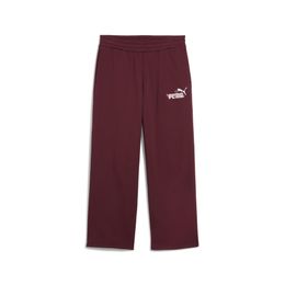 Sporthose Puma "Essentials Nature 2.0 Comfort Logo Straight Hose Damen", Damen, Gr. L, Normalgrößen, ruby shimmer rot, Obermaterial: 68% Baumwolle, 32% Polyester; Taschenfutter: 100% Baumwolle, bedruckt, comfort fit, Hosen
