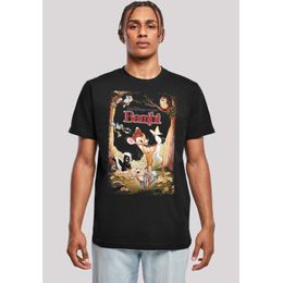 T-Shirt F4NT4STIC "Disney Bambi Retro Poster", Damen, Gr. L, schwarz, Obermaterial: 100% Baumwolle, regular fit, Rundhals, ohne B&uuml;ndchen, Shirts T-Shirt, Herren,Premium Merch,Regular-Fit,Basic,Bedruckt