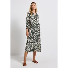 Midikleid Street One, Damen, Gr. 36, EURO-Gr&ouml;&szlig;en, gr&uuml;n (pine grove gr&uuml;n), Stoff, 100% Viskose, bedruckt, normal wadenlang, V-Ausschnitt, B&uuml;ndchen, Kleider Midikleid, mit Knopfleiste