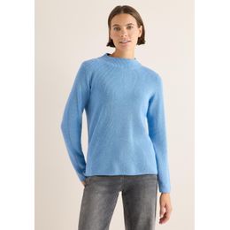 Cecil Damen Strickpulloversporty light blau melange, Gr. XXL, unifarben, Web, 100% Baumwolle, Pullover, aus reiner Baumwolle