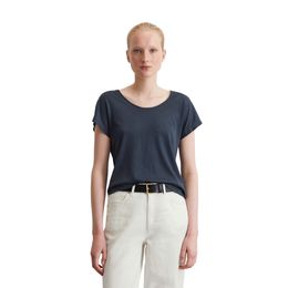 Marc O'Polo T-Shirt MARC O'POLO "aus Viskose-Organic-Cotton-Mix", Damen, Gr. XS, blau (schwarz navy), Obermaterial: 50% Baumwolle, 50% Viskose, unifarben, Basic, regular fit, tiefer Rundhals, Shirts T-Shirt