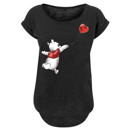 T-Shirt F4NT4STIC "PLUS SIZE Winnie The Pooh Winnie & Balloon", Damen, Gr. L, schwarz, Obermaterial: 100% Baumwolle, regular fit, Rundhals, ohne Bündchen, Shirts, Print