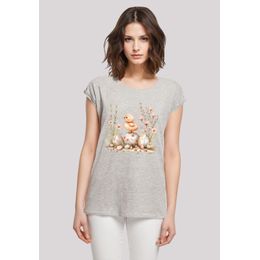 T-Shirt F4NT4STIC "Ostern Küken Ei Blumen", Damen, Gr. 4XL, grau (erdgrau), Obermaterial: 100% Baumwolle, regular fit, Rundhals, ohne Bündchen, Shirts, Premium Qualität
