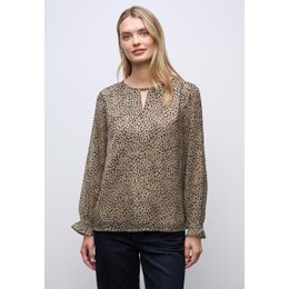 Street One Damen Langarmblusesanded beige, Gr. 38, animal-print, Stoff, Obermaterial: 100% Polyester; Futter: 100% Modal, Blusen, mit Leomuster