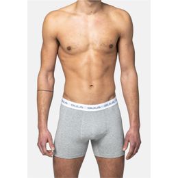 Boxershorts BULA, Herren, Gr. L, grau, 95% Baumwolle, 5% Elasthan, unifarben, Unterhosen, 2er-Pack im sportlichen Design