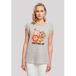 T-Shirt F4NT4STIC "Festive AF Weihnachten Tree Balls", Damen, Gr. XXL, grau (erdgrau), Obermaterial: 100% Baumwolle, regular fit, Rundhals, ohne B&uuml;ndchen, Shirts T-Shirt, Premium Qualit&auml;t, Weihnachts-Kollection