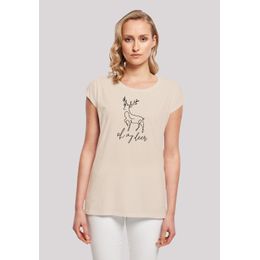 T-Shirt F4NT4STIC "Winter Christmas Deer", Damen, Gr. 4XL, wei&szlig; (sandwei&szlig;), Obermaterial: 100% Baumwolle, regular fit, Rundhals, ohne B&uuml;ndchen, Shirts T-Shirt, Premium Qualit&auml;t, Rock-Musik, Band