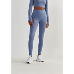 Trainingstights BESHAPED "Femme Force", Damen, Gr. XS, US-Gr&ouml;&szlig;en, blau (hellblau), 90% Nylon, 10% Elasthan, unifarben, lang, Hosen, mit angesagtem Jacquard-Muster