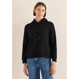 Hoodie Cecil, Damen, Gr. L (42), schwarz, Sweatware, 54% Polyester, 46% Baumwolle, unifarben, comfort fit, ohne Ausschnitt, B&uuml;ndchen, Sweatshirts Hoodie, aus softem Materialmix