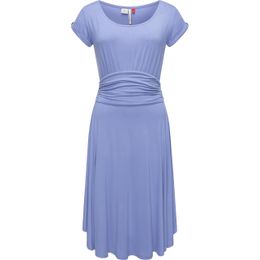 Sommerkleid Ragwear "Yvone Solid", Damen, Gr. XXL (44), Normalgrößen, blau, Material: 95% Viskose, 5% Elasthan, figurbetont knieumspielend, Rundhals, Ärmel ohne Ärmelschlitz, Kleider, leichtes Jersey-Kleid mit Taillengürtel