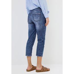 Slim-fit-Jeans Cecil, Damen, Gr. 31, L&auml;nge 20, blau (mid blau used wash), Jeans, 78% Baumwolle, 20% Polyester, 2% Elasthan, unifarben, 3/4-L&auml;nge, Jeans Slim-fit-Jeans, High Waist