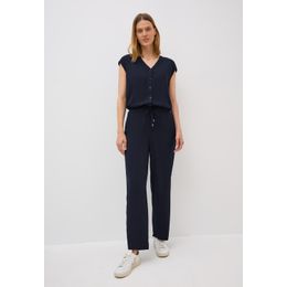 Overall Cecil, Damen, Gr. L, US-Gr&ouml;&szlig;en, blau (urban dunkelblau), Stoff, 100% Viskose, unifarben, normal normal, V-Ausschnitt, abgesteppt, Overalls Overall, in Unifarbe