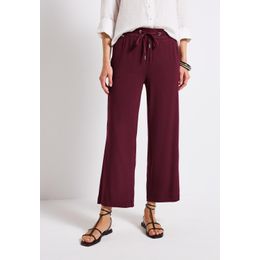 Culotte Street One, Damen, Gr. 46, L&auml;nge 28, rot (schwarz cherry rot), Stoff, 95% Viskose, 5% Elasthan, unifarben, loose fit kn&ouml;chelfrei, Hosen Culotte, High Waist
