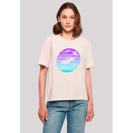 T-Shirt F4NT4STIC "Retro Alien Weltraum Sonnenuntergang", Damen, Gr. L, pink, Obermaterial: 100% Baumwolle, oversize, Rundhals, ohne B&uuml;ndchen, Shirts T-Shirt, Premium Qualit&auml;t