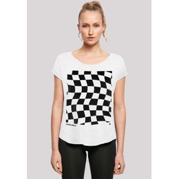 T-Shirt F4NT4STIC "Wavy Schach Muster", Damen, Gr. S, wei&szlig;, Obermaterial: 100% Baumwolle, regular fit, Rundhals, ohne B&uuml;ndchen, Shirts T-Shirt, Print
