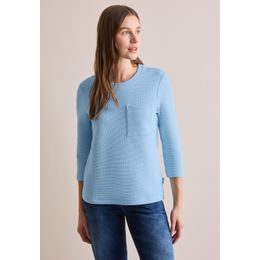 3/4-Arm-Shirt Cecil, Damen, Gr. L (42), blau (fresh light blau), Web, 90% Baumwolle, 7% Polyester, 3% Elasthan, unifarben, normal normal, Rundhals, Bündchen, Shirts, mit 3/4 Ärmeln