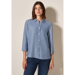 Hemdbluse Cecil, Damen, Gr. XXL (46), blau (blouse blau), Stoff, 74% Viskose, 24% Baumwolle, 2% Elasthan, gestreift, klassisch normal, V-Ausschnitt, B&uuml;ndchen, Blusen Hemdbluse, mit 3/4 &Auml;rmeln