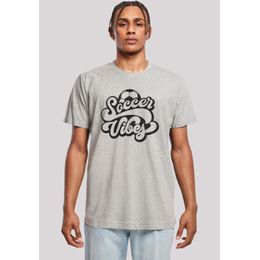 T-Shirt F4NT4STIC "Soccer Vibes Typography Sporty Graphic", Herren, Gr. L, grau (erdgrau), Obermaterial: 100% Baumwolle, regular fit, Rundhals, ohne Bündchen, Shirts, Premium Qualität