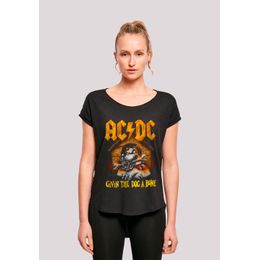 T-Shirt F4NT4STIC "ACDC Givin The Dog A Bone Rock Metal Musik", Damen, Gr. XS, schwarz, Obermaterial: 100% Baumwolle, regular fit, Rundhals, ohne Bündchen, Shirts, Damen,Premium Merch,Lang,Longshirt,Bandshirt