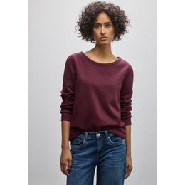 Sweatshirt Street One, Damen, Gr. 34, rot (schwarz cherry rot), Sweatware, 60% Baumwolle, 40% Polyester, unifarben, gerade, Rundhals, B&uuml;ndchen, Sweatshirts Sweatshirt, im soften Baumwoll-Mix