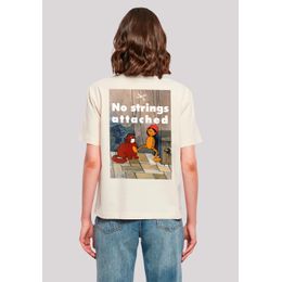 T-Shirt F4NT4STIC "Pinocchio No Strings Attached", Damen, Gr. L, weiß (sandweiß), Obermaterial: 100% Baumwolle, oversize, Rundhals, ohne Bündchen, Shirts, Retro, Heroes of Childhood, TV Serie