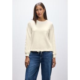 Sweatshirt Street One, Damen, Gr. 34, soft beige, Sweatware, 60% Baumwolle, 40% Polyester, unifarben, normal, Rundhals, B&uuml;ndchen, Sweatshirts Sweatshirt, mit Tunnelzug am Saum