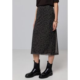 Damen Maxirockschwarz auburn braun, Gr. 46, STREET ONE STUDIO, animal-print, Stoff, 95% Polyester, 5% Elasthan, R&ouml;cke