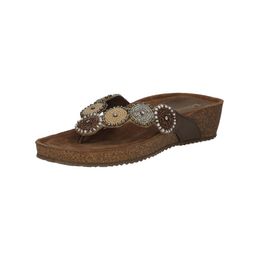 Zehentrenner Lazamani "Lazamani Zehensteg Leder", Damen, Gr. 40, beige, Leder, Schuhe Zehentrenner