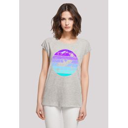 T-Shirt F4NT4STIC "Retro Alien Weltraum Sonnenuntergang", Damen, Gr. 4XL, grau (erdgrau), Obermaterial: 100% Baumwolle, regular fit, Rundhals, ohne B&uuml;ndchen, Shirts T-Shirt, Premium Qualit&auml;t
