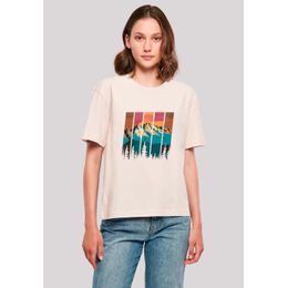 T-Shirt F4NT4STIC "Berg Sonnenuntergang Retro", Damen, Gr. L, pink, Obermaterial: 100% Baumwolle, oversize, Rundhals, ohne B&uuml;ndchen, Shirts T-Shirt, Premium Qualit&auml;t