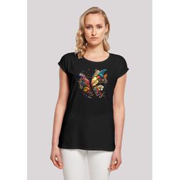 T-Shirt F4NT4STIC "Schmetterling Bunt", Damen, Gr. 4XL, schwarz, Obermaterial: 100% Baumwolle, regular fit, Rundhals, ohne B&uuml;ndchen, Shirts T-Shirt, Print