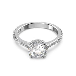 Fingerring Swarovski "Stilla Round Cocktail" Gr. 50, silber (metallfarben, kristallwei&szlig;), Fingerringe, Damen, 50, Metall, Fingerring, mit Swarovski Kristall
