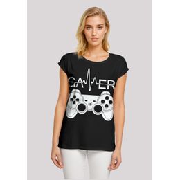 T-Shirt F4NT4STIC "Gamer Herzschlag", Damen, Gr. 4XL, schwarz, Obermaterial: 100% Baumwolle, regular fit, Rundhals, ohne B&uuml;ndchen, Shirts T-Shirt, Premium Qualit&auml;t