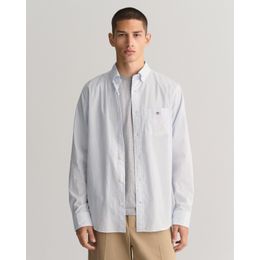 Langarmhemd Gant "REG POPLIN STRIPE SHIRT", Herren, Gr. L, N-Gr, blau (light blau), Web, Obermaterial: 100% Baumwolle, regular fit, Hemden