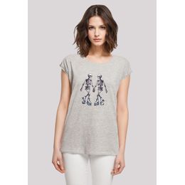 T-Shirt F4NT4STIC "Skelettpaar Eislaufen Valentinstagsgeschenk", Damen, Gr. 4XL, grau (erdgrau), Obermaterial: 100% Baumwolle, regular fit, Rundhals, ohne B&uuml;ndchen, Shirts T-Shirt, Premium Qualit&auml;t