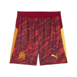Sporthose Puma "Olympique de Marseille 25/26 Torwartshorts Herren", Herren, Gr. XS, Normalgr&ouml;&szlig;en, schwarz crimson sunny gelb poppy rot orange, Obermaterial: 100% Polyester, regular fit, Hosen Sporthose