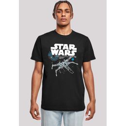 T-Shirt F4NT4STIC "Star Wars The Last Jedi X Wing", Herren, Gr. L, schwarz, Obermaterial: 100% Baumwolle, regular fit, Rundhals, ohne Bündchen, Shirts, Herren,Premium Merch,Regular-Fit,Basic,Bedruckt