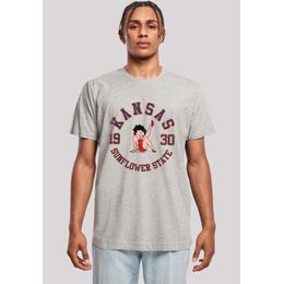 T-Shirt F4NT4STIC "Betty Boop Kansas Sunflower State", Herren, Gr. L, erdgrau, Obermaterial: 100% Baumwolle, regular fit, Rundhals, ohne B&uuml;ndchen, Shirts T-Shirt, Premium Qualit&auml;t