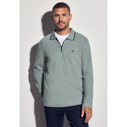 Poloshirt Street One MEN, Herren, Gr. XXL (46), silber (silber gr&uuml;n), Web, 60% Baumwolle, 40% Polyester, unifarben, normal normal, hoch geschlossener Ausschnitt, abgesteppt, Shirts, im soften Baumwoll-Mix