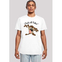 T-Shirt F4NT4STIC "Looney Tunes Taz That's All Folks", Herren, Gr. L, weiß, Obermaterial: 100% Baumwolle, regular fit, Rundhals, ohne Bündchen, Shirts, Print